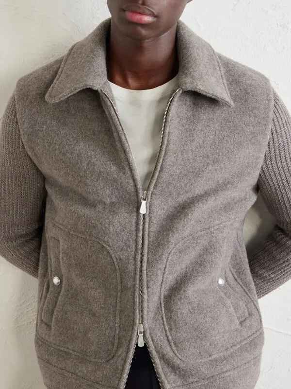 Eleventy Knitted Wool Zip-up Jacket
