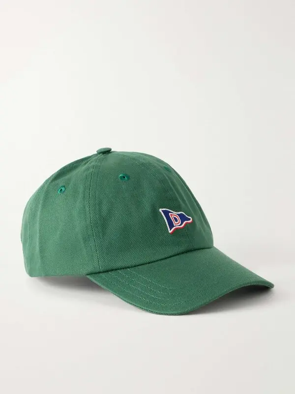 DRAKE'S Embroidered Cotton-twill Cap - Green
