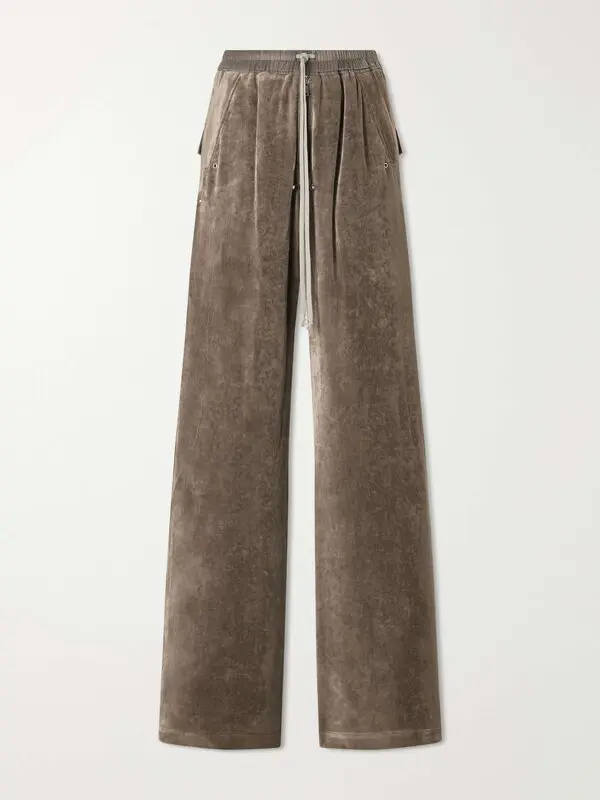 Rick Owens Bela Wide-leg Drawstring Velour Trousers