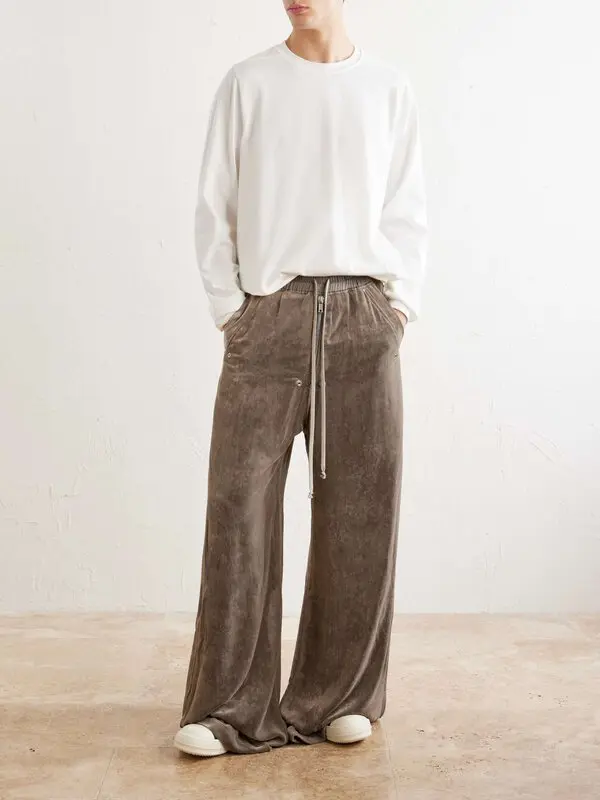 Rick Owens Bela Wide-leg Drawstring Velour Trousers