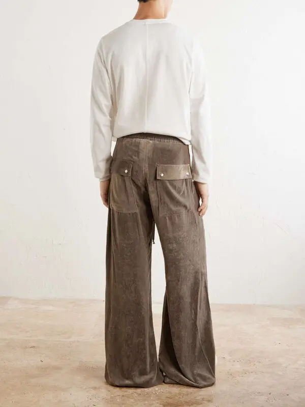 Rick Owens Bela Wide-leg Drawstring Velour Trousers