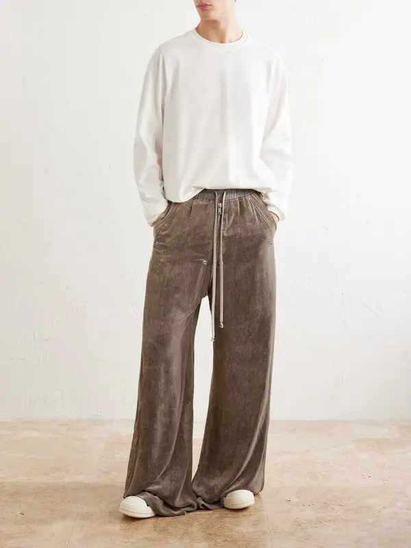 Rick Owens Bela Wide-leg Drawstring Velour Trousers