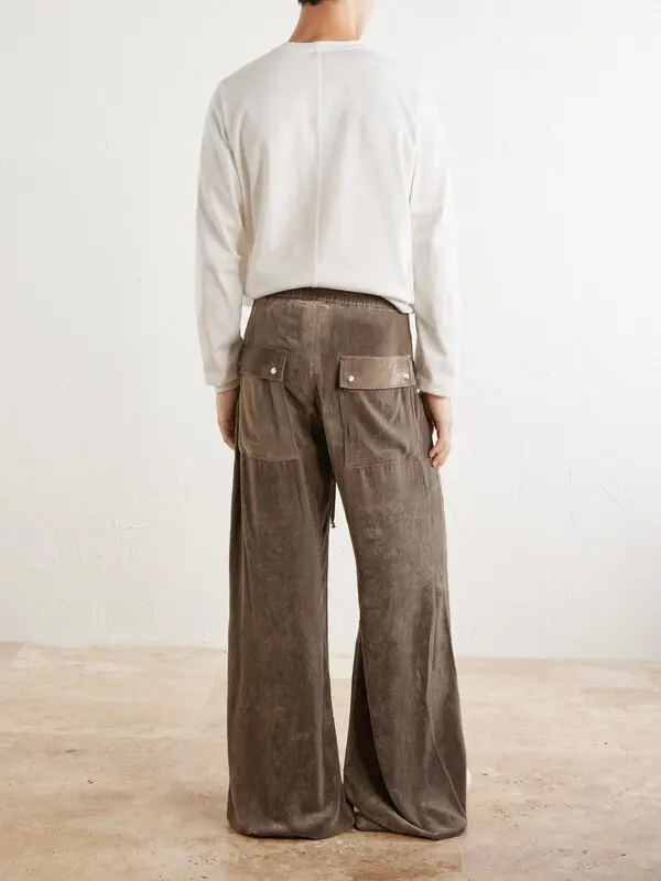 Rick Owens Bela Wide-leg Drawstring Velour Trousers