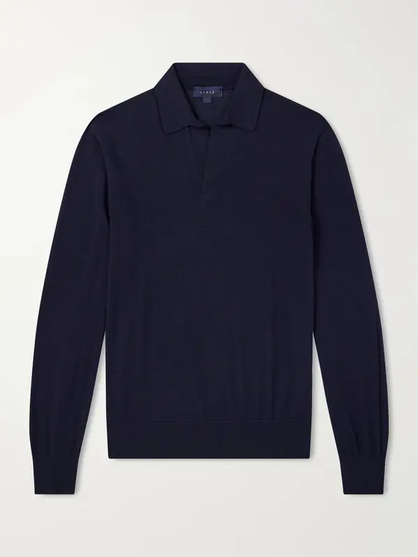 Sease Lasca Virgin-wool Polo Shirt - Blue
