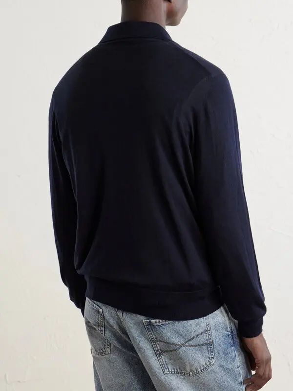 Sease Lasca Virgin-wool Polo Shirt - Blue