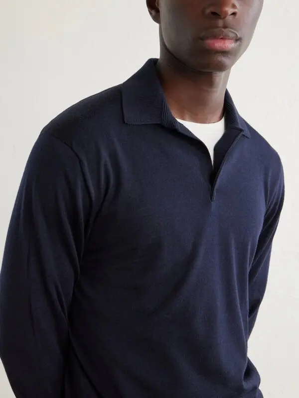Sease Lasca Virgin-wool Polo Shirt - Blue