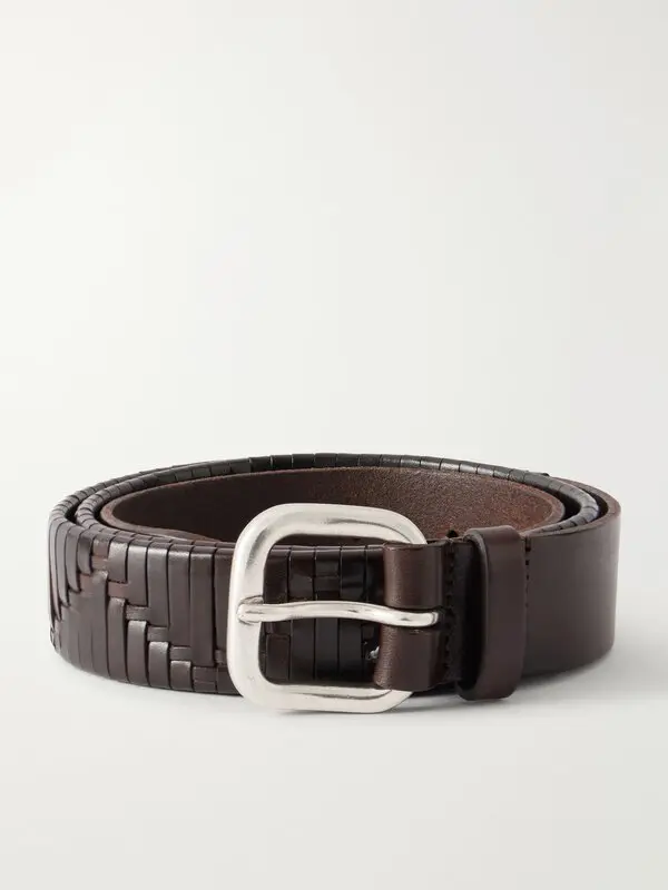 Anderson's Woven Leather Belt - Brown