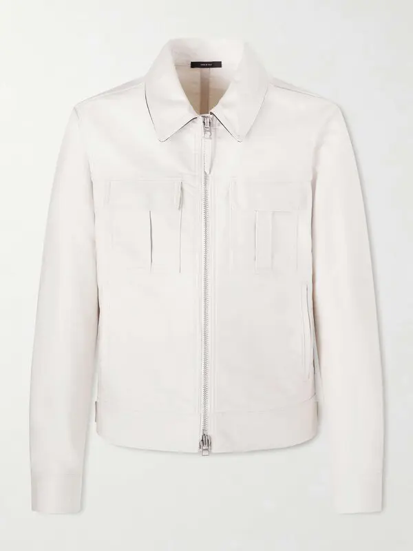 TOM FORD Slim-fit Cotton-satin Blouson Jacket - Beige