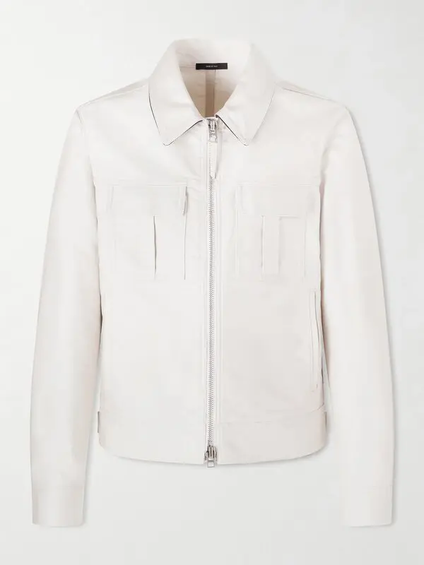 TOM FORD Slim-fit Cotton-satin Blouson Jacket - Neutrals