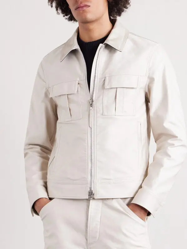TOM FORD Slim-fit Cotton-satin Blouson Jacket - Neutrals