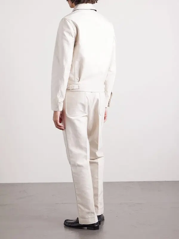 TOM FORD Slim-fit Cotton-satin Blouson Jacket - Neutrals