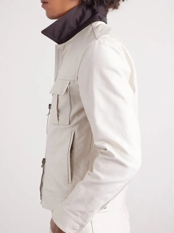 TOM FORD Slim-fit Cotton-satin Blouson Jacket - Neutrals
