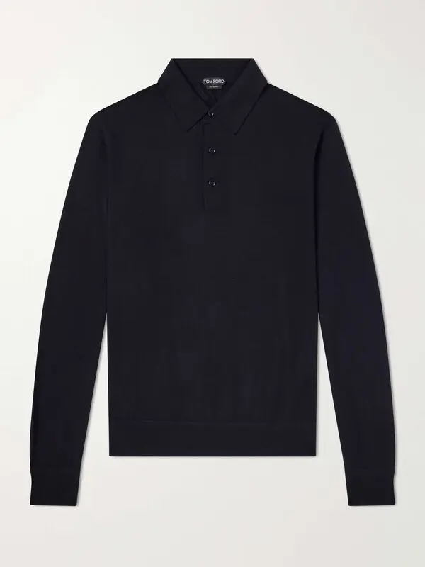 TOM FORD Cashmere And Silk Blend Polo Shirt - Black