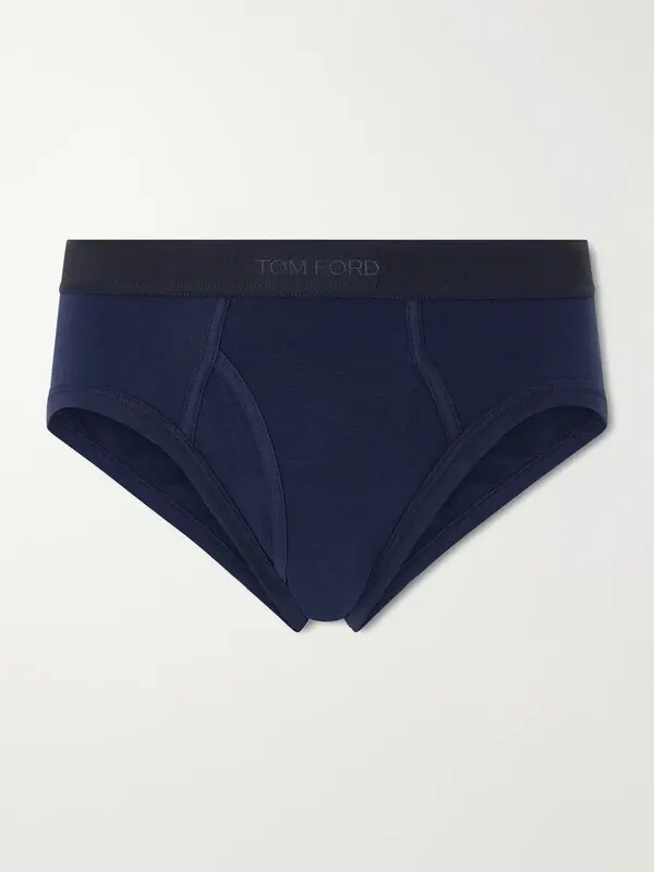 TOM FORD Stretch-cotton Briefs - Blue