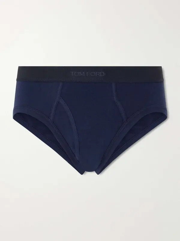 TOM FORD Stretch-cotton Briefs - Navy
