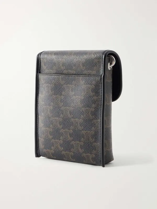 Celine Leather-trimmed Triomphe-printed Canvas Pouch