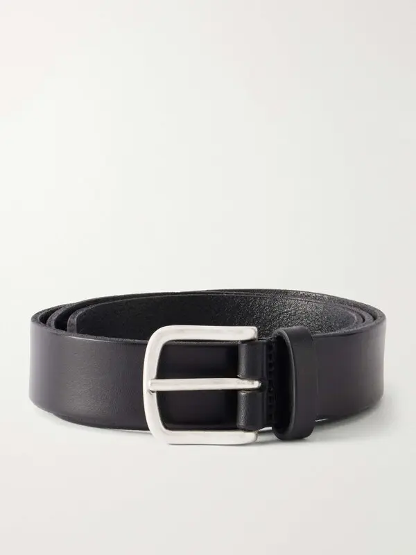 Anderson's 3.5cm Studded Leather Belt - Black