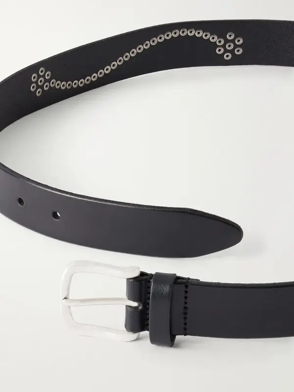 Anderson's Studded Leather Belt - Black