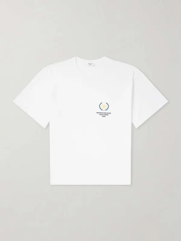 Celine Triomphe-embroidered Cotton-jersey T-shirt