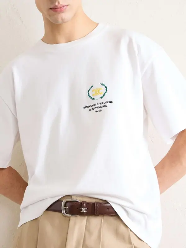 Celine Triomphe-embroidered Cotton-jersey T-shirt