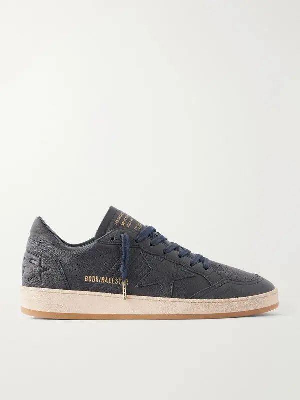 GOLDEN GOOSE Ball Star Distressed Leather Sneakers - Blue