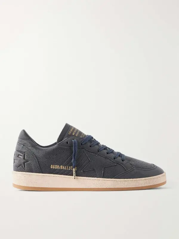 GOLDEN GOOSE Ball Star Distressed Leather Sneakers - Navy