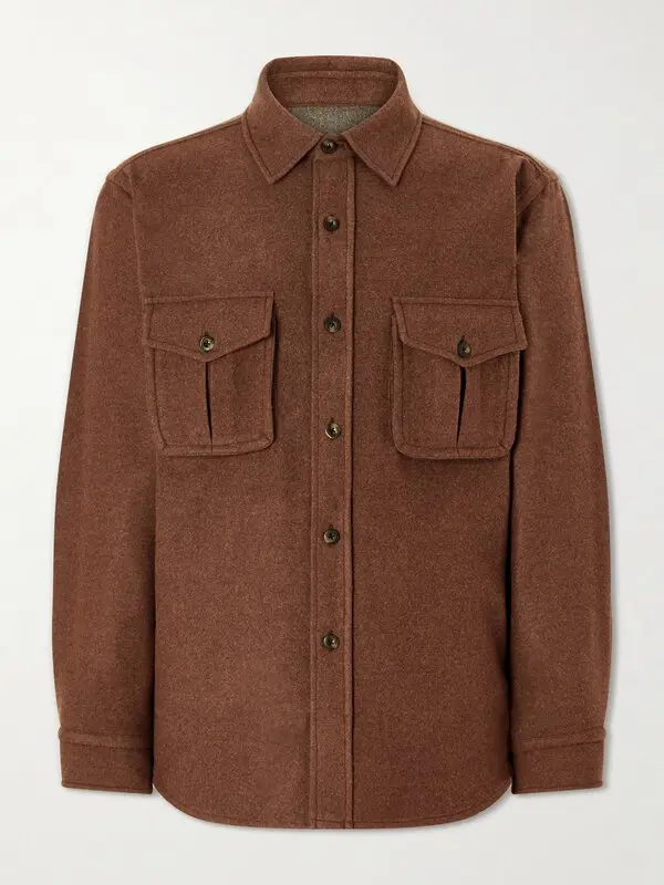 Caruso Houndstooth Brushed Wool Overshirt