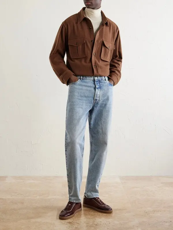 Caruso Houndstooth Brushed Wool Overshirt