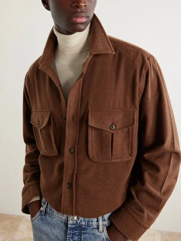 Caruso Houndstooth Brushed Wool Overshirt