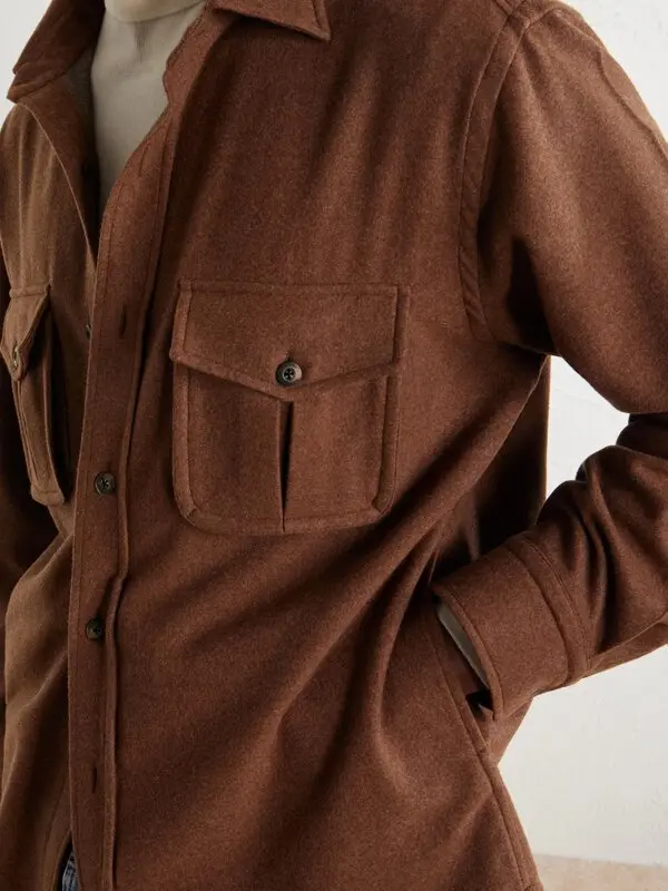 Caruso Houndstooth Brushed Wool Overshirt