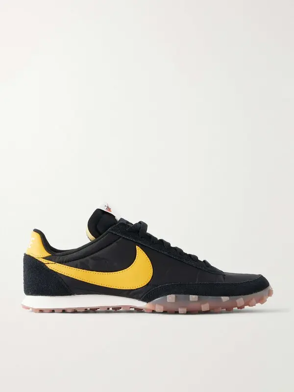 Nike Waffle Racer Nylon, Suede And Leather Sneakers - Black