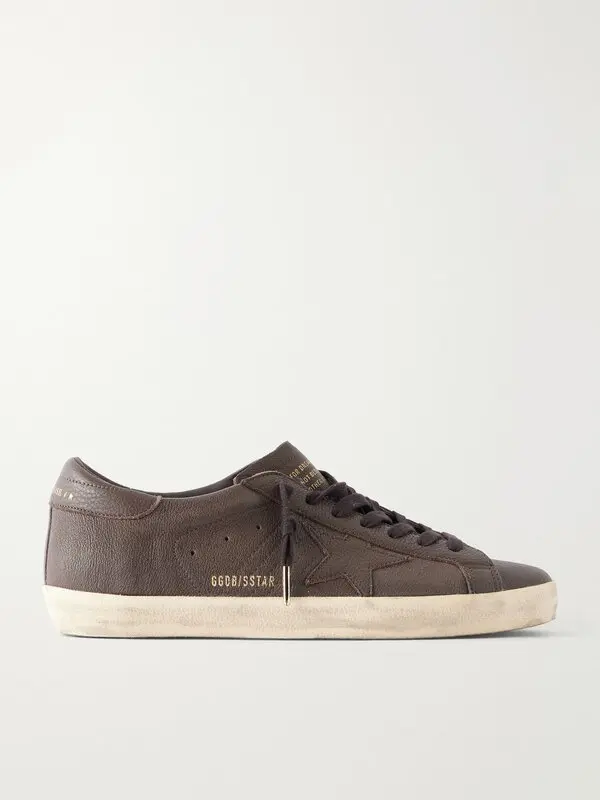 GOLDEN GOOSE Super-star Distressed Leather Sneakers - Brown