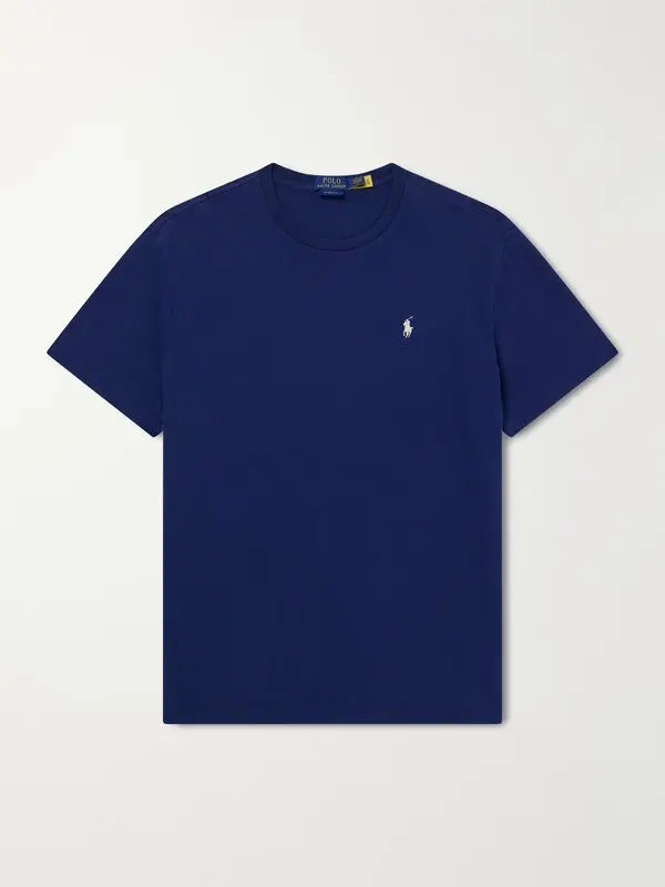 Polo Ralph Lauren Logo-embroidered Cotton-jersey T-shirt - Blue