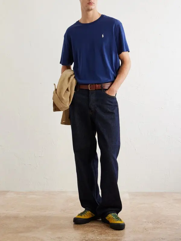Polo Ralph Lauren Logo-embroidered Cotton-jersey T-shirt - Blue
