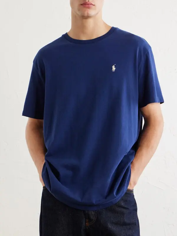 Polo Ralph Lauren Logo-embroidered Cotton-jersey T-shirt - Blue