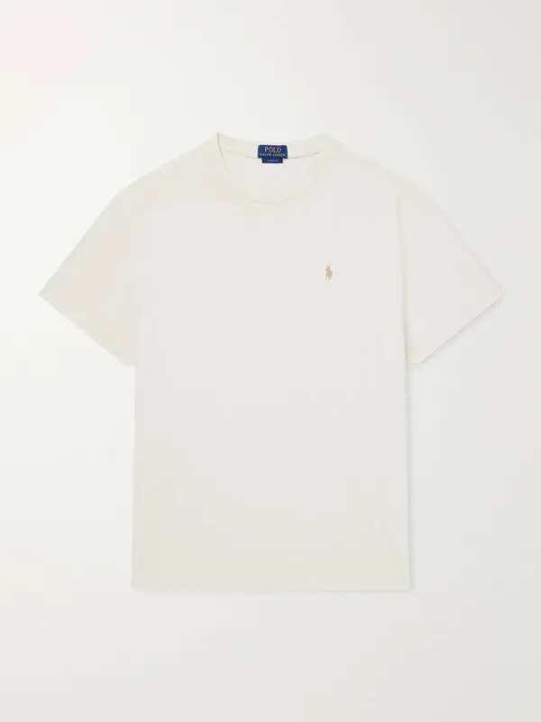 Polo Ralph Lauren Logo-embroidered Cotton-jersey T-shirt - Ecru