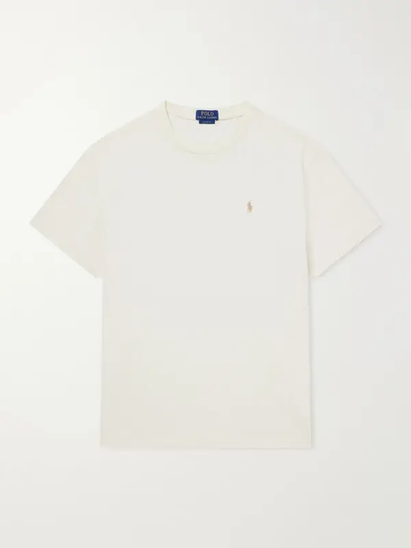 Polo Ralph Lauren Logo-embroidered Cotton-jersey T-shirt - Neutrals