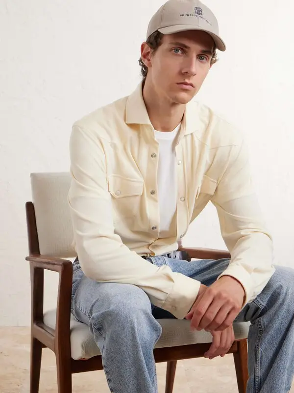 Brunello Cucinelli Logo-embroidered Leather-trimmed Cotton-twill Baseball Cap