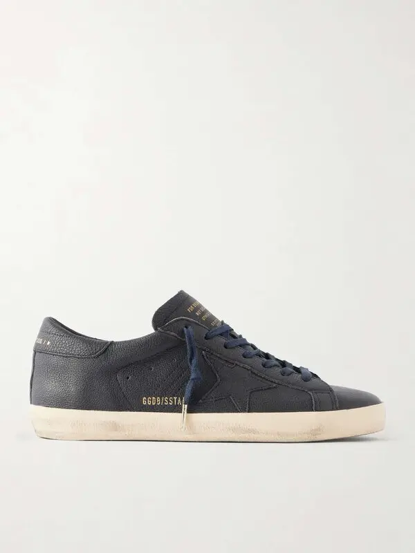 GOLDEN GOOSE Super-star Distressed Full-grain Leather Sneakers