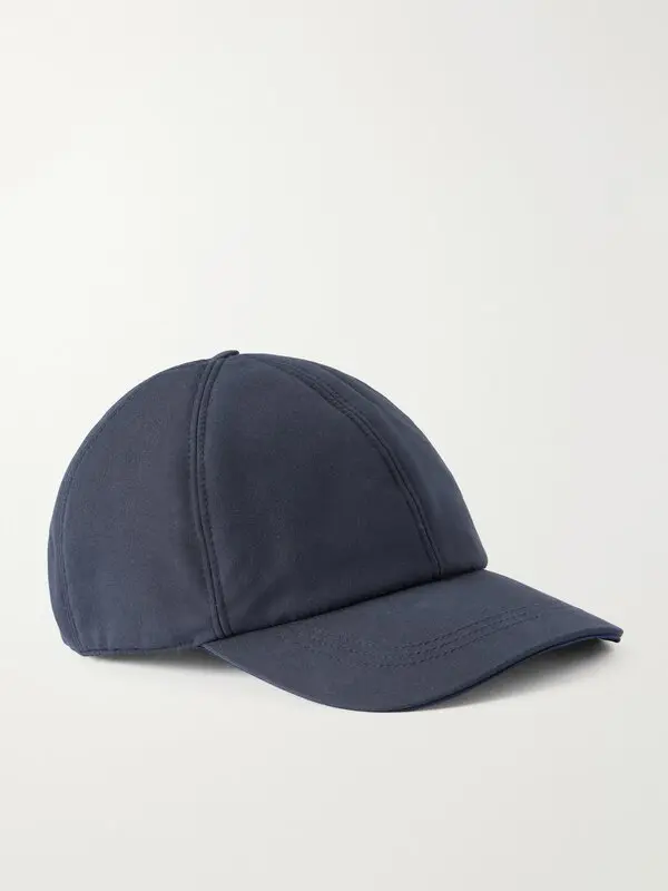 Canali Logo-appliqué Cotton-blend Cap - Blue