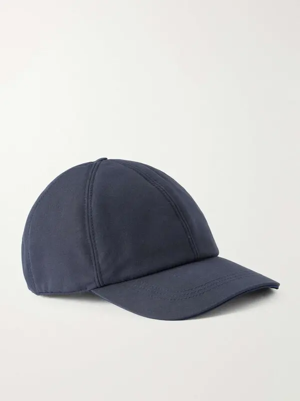 Canali Logo-appliqué Cotton-blend Cap - Navy