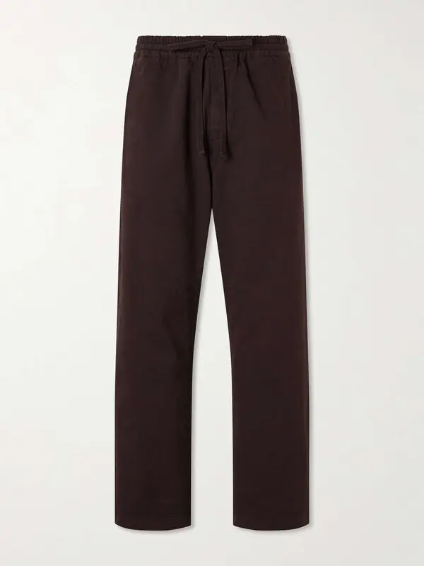 Carhartt Work In Progress Floyde Straight-leg Garment-dyed Stretch-cotton Twill Drawstring Trousers - Brown