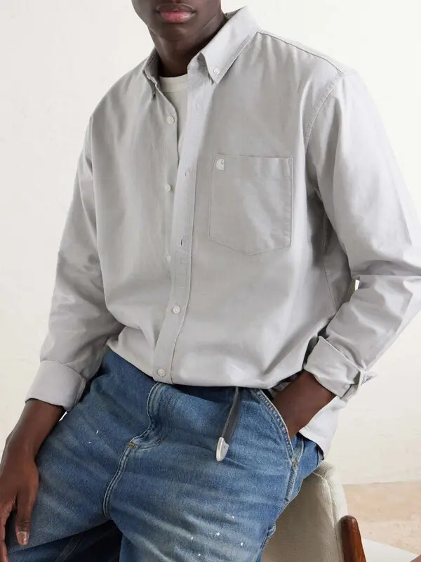 Carhartt Work In Progress Button-down Collar Logo-embroidered Cotton Oxford Shirt