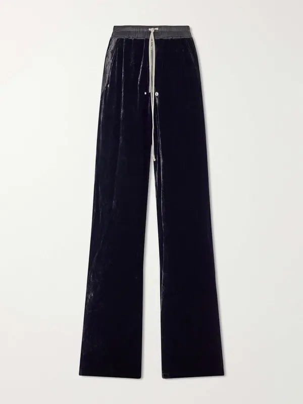 Rick Owens Bela Wide-leg Drawstring Velour Trousers - Black