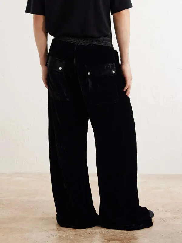 Rick Owens Bela Wide-leg Drawstring Velour Trousers