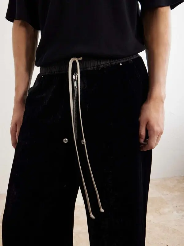 Rick Owens Bela Wide-leg Drawstring Velour Trousers