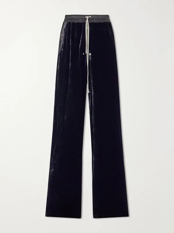 Rick Owens Bela Wide-leg Drawstring Velour Trousers - Black