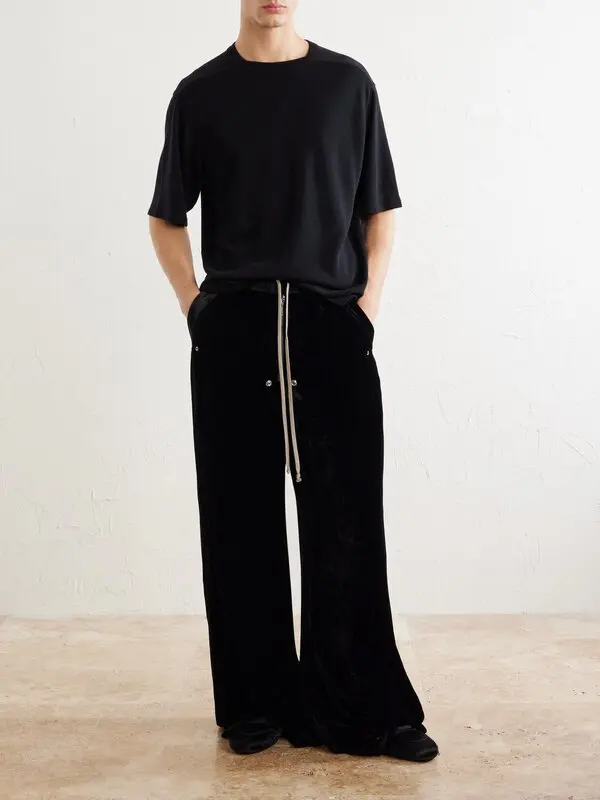 Rick Owens Bela Wide-leg Drawstring Velour Trousers - Black