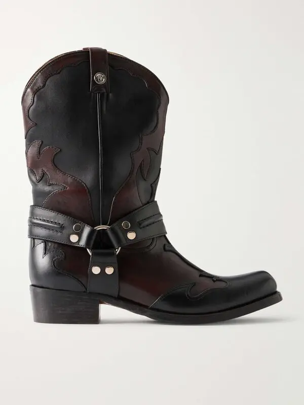 Versace Cowboy 30 Leather Ankle Boots - Black