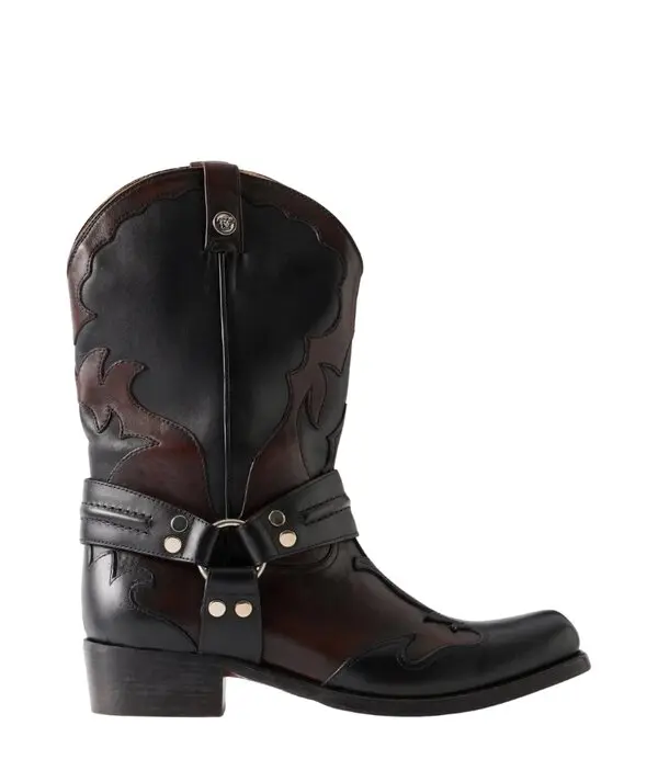 Versace Cowboy 30 Leather Ankle Boots - Black